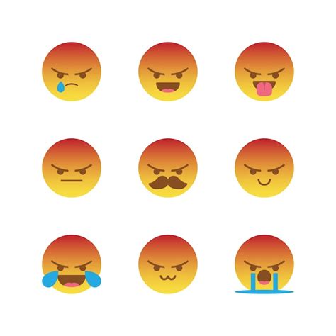 Premium Vector Angry React Emoji Emoticon Icon Set Collection