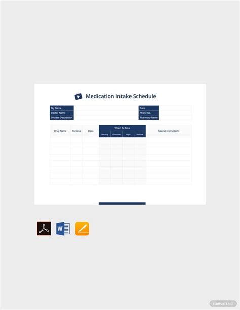 Free Medication Intake Schedule Template