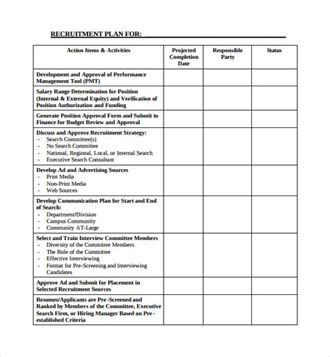 Sample Recruiting Plan Template 9 Free Documents In Pdf Word