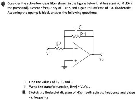 solved consider the active low pass filter shown in the figure below