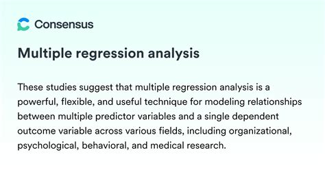 Multiple Regression Analysis Consensus Academic Search Engine