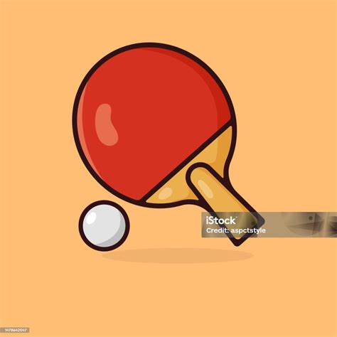 빨간 탁구 라켓과 공 만화 벡터 아이콘입니다 탁구 스포츠 장비 아이콘 개념 고립 된 벡터 일러스트 레이 션 Championship에 대한 스톡 벡터 아트 및 기타 이미지