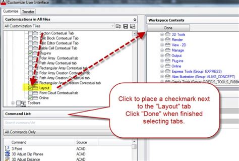 Autocad 2013 Adding The Layout Tab To The Ribbon Autocad Tips