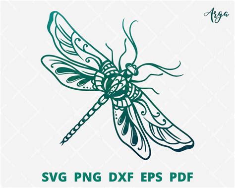 Mandala Dragonfly Svg Dragonfly Svg Zentangle Dragonfly Svg Floral