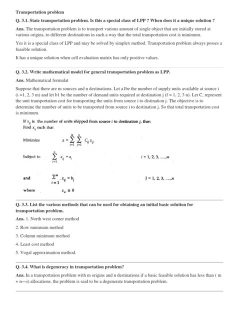 Transportation Problem Pdf Mathematical Optimization Mathematics Of Computing