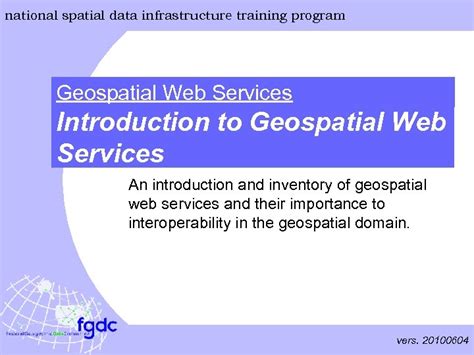 National Spatial Data Infrastructure Training Program Geospatial Web