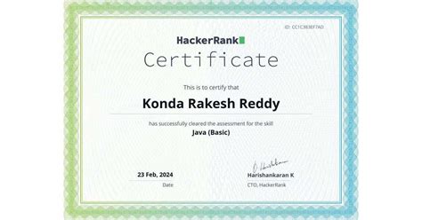 Konda Rakesh Reddy On Linkedin Hackerrank Skill Certificate