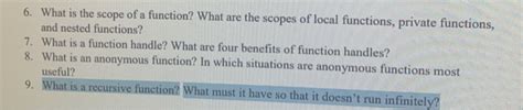 Solved 6 What Is The Scope Of A Function What Are The