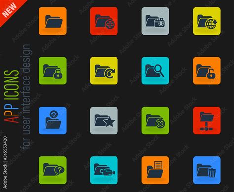 Folder Icon Set Stock Vector Adobe Stock