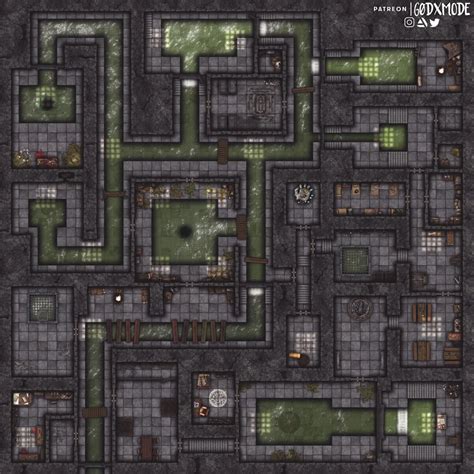 1 OC 50 X 50 Sewer Dungeon Battlemap Battlemaps Dungeon Maps