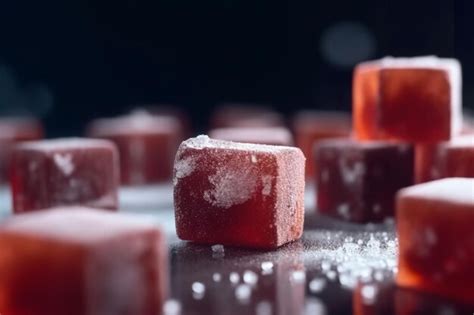 Premium Ai Image Red Candy On A Table With A Black Background
