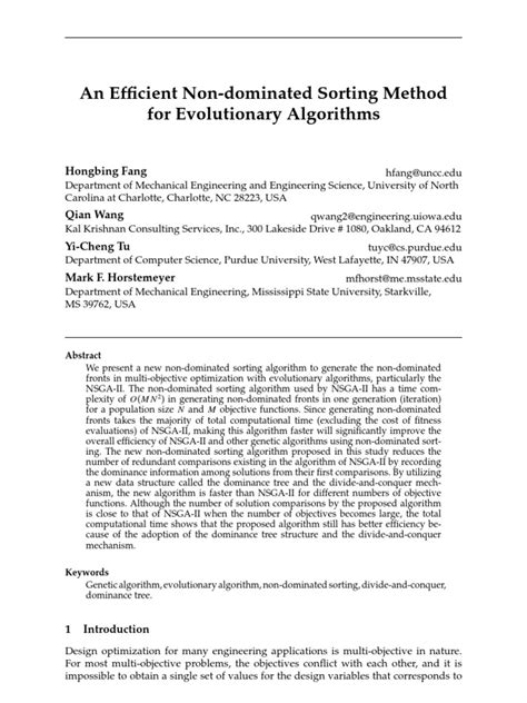 Non Dominated Sort Pdf Mathematical Optimization Time Complexity