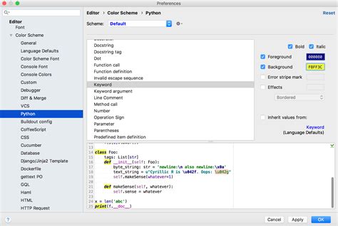 Configuring Colors And Fonts Help PyCharm