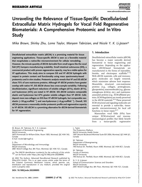 Pdf Unraveling The Relevance Of Tissue Specific Decellularized Extracellular Matrix Hydrogels