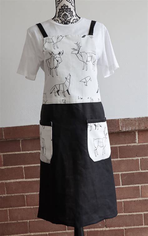 Apron Men Or Unisex Apron Full Apron Handmade In Black White