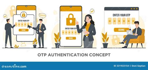 Otp Authentication Secure Verification Onetime Password Vector