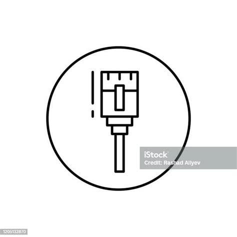 케이블 커넥터 아이콘입니다 Ui 및 Ux 웹 사이트 또는 모바일 응용 프로그램에 대한 커넥터 및 케이블 아이콘의 간단한 라인 개요 벡터 요소 0명에 대한 스톡 벡터 아트 및