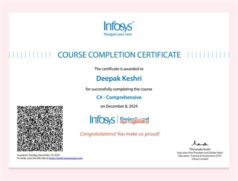 Deepak Keshri On Linkedin Csharp Infosysspringboard Continuouslearning