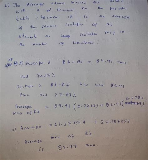 Solved 1 Why Are The Average Atomic Masses Listed With A Decimal On