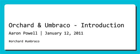 orchard and umbraco introduction