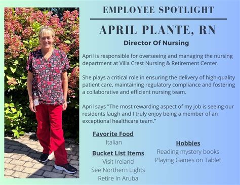 Villa Crest Nursing And Retirement Center On Linkedin Directorofnursing Rn Employeespotlight