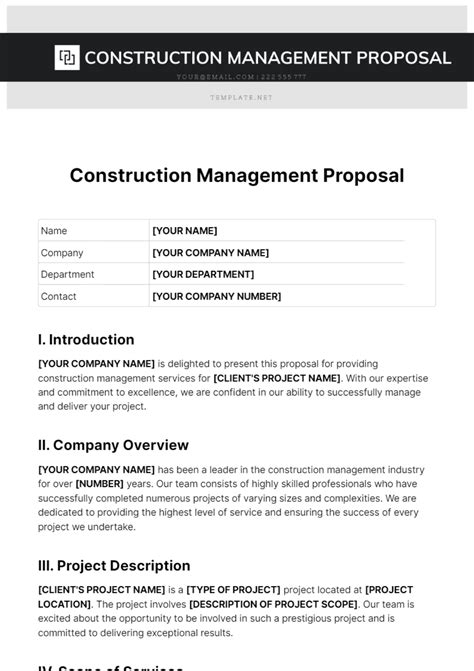 Free Construction Management Proposal Template To Edit Online