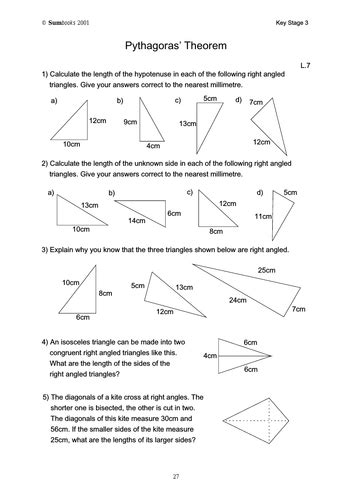 Gcse Edexcel Maths Shapes Pythagoras Theorem Teaching Resources