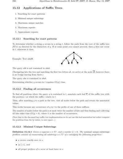 Suffix Trees Continued Algorithms In Bioinformatics
