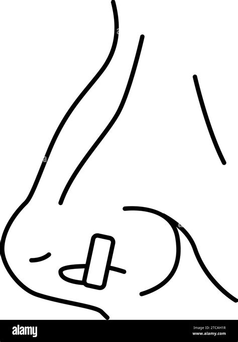 Nose Piercing Fashion Beauty Line Icon Vector Illustration Stock Vector