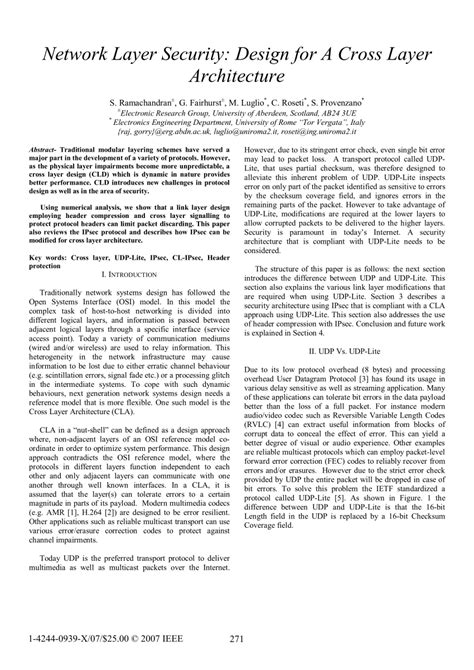 PDF Network Layer Security Design For A Cross Layer Architecture