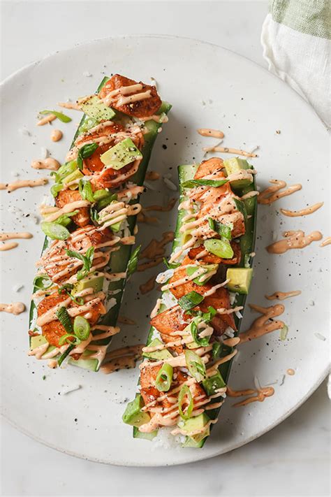 Salmon Cucumber Sushi Boats Unbound Wellness