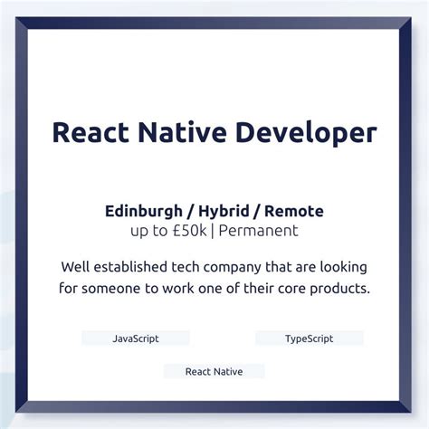 Reactnative Techjobs Jobsintech Mobilejobs Ios Android Jobs
