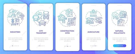 Mobile App Screen For Onboarding On Outdoor Air Pollution With Conceptual Visuals Vector
