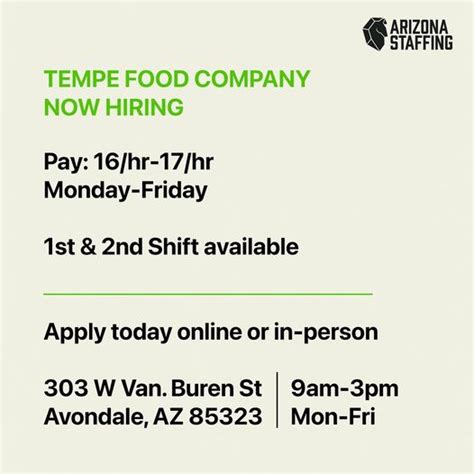 Tempe Company Is Hiring Arizona Staffing Llc