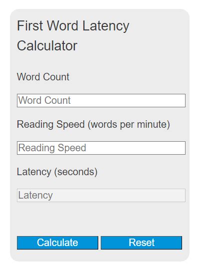 First Word Latency Calculator Calculator Academy