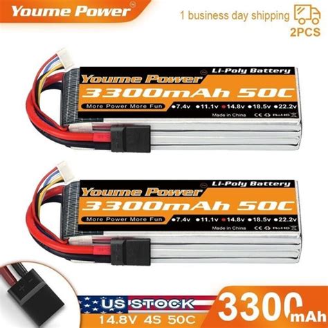 2pcs 148v 3300mah 4s Lipo Battery 50c For Rc Tr Helicopter Boat Car