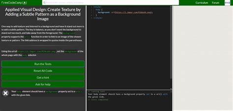 Bug Applied Visual Design Background Pattern · Issue 17847 · Freecodecampfreecodecamp · Github