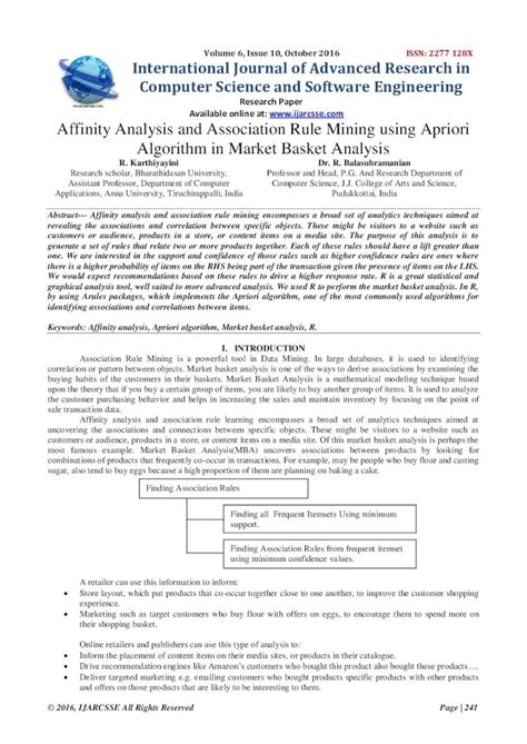 pdf affinity analysis and association rule mining using ijarcsse