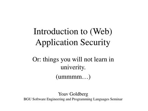 Ppt Introduction To Web Application Security Powerpoint