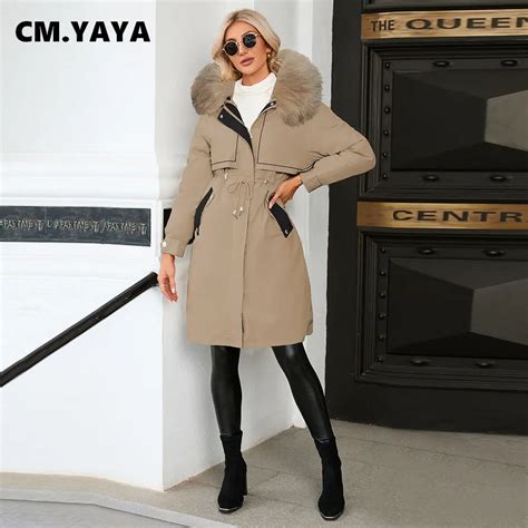 자켓 파카 롱 코트 울 라이너 후드 파카 슬림 모피 칼라 스노우웨어 패딩 의류 여성용 신제품 패션 슬림 2022 Aliexpress