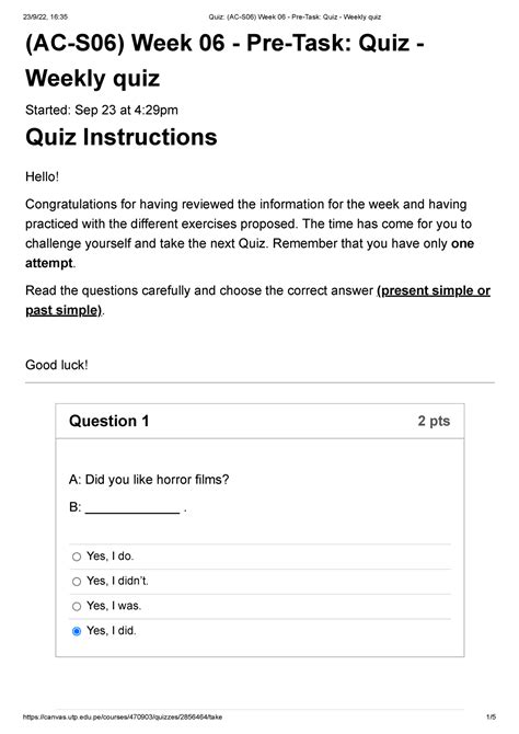 Quiz Ac S06 Week 06 Pre Task Quiz Weekly Quiz Ac S06 Week 06 Pre Task Quiz Weekly