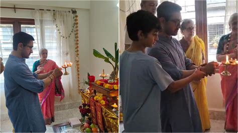 Aamir Khan Celebrates Ganesh Chaturthi Performs Puja With Son Azad