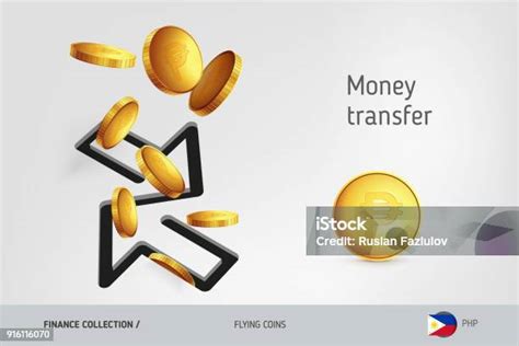 필리핀 페소 동전 금융 개념 비행 돈 전송 아이콘 인쇄 웹 사이트 웹 디자인 모바일 애플 리 케이 션 인포 그래픽에 대 한 벡터 일러스트 0명에 대한 스톡 벡터 아트 및