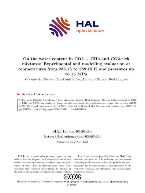 Water Content Co2 Rich Mixtures Pdf Gas Chromatography Carbon Dioxide
