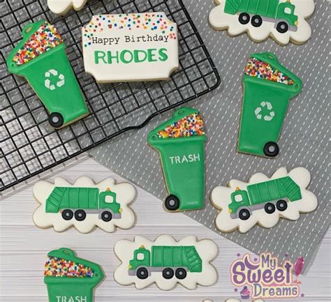 Garbage Truck Decorated Sugar Cookies Garbage Truck Birthday Cookies