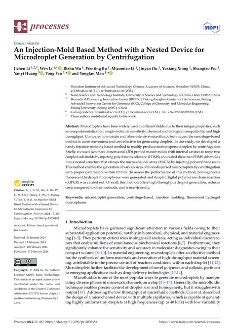 Pdf An Injection Mold Based Method With A Nested Device For