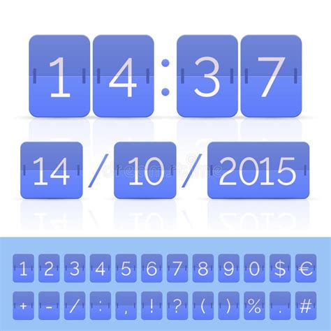 Blue Vector Countdown Timer And Scoreboard Numbers Stock Vector