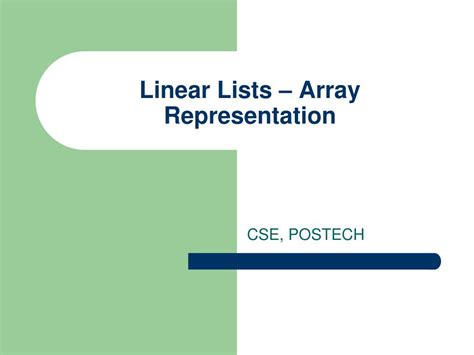 Ppt Linear Lists Array Representation Powerpoint Presentation Free
