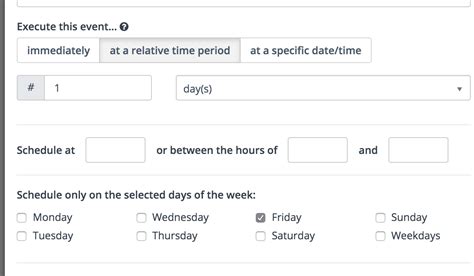 Schedule Only On The Selected Days Of The Week Not Working On Send