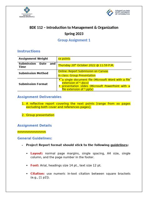 Assignment Templete Pdf